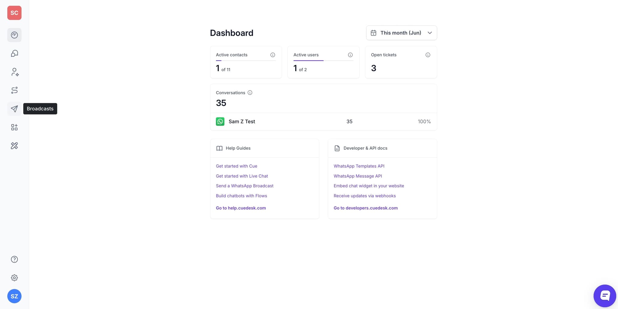 Cue | How to Send a Broadcast