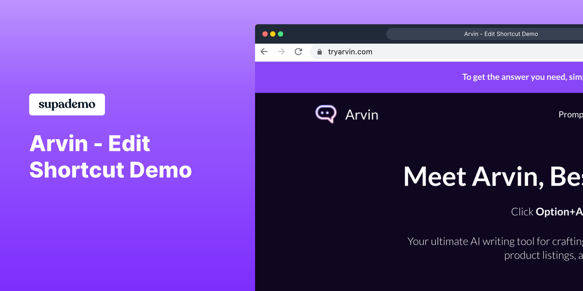 Arvin - Edit Shortcut Demo