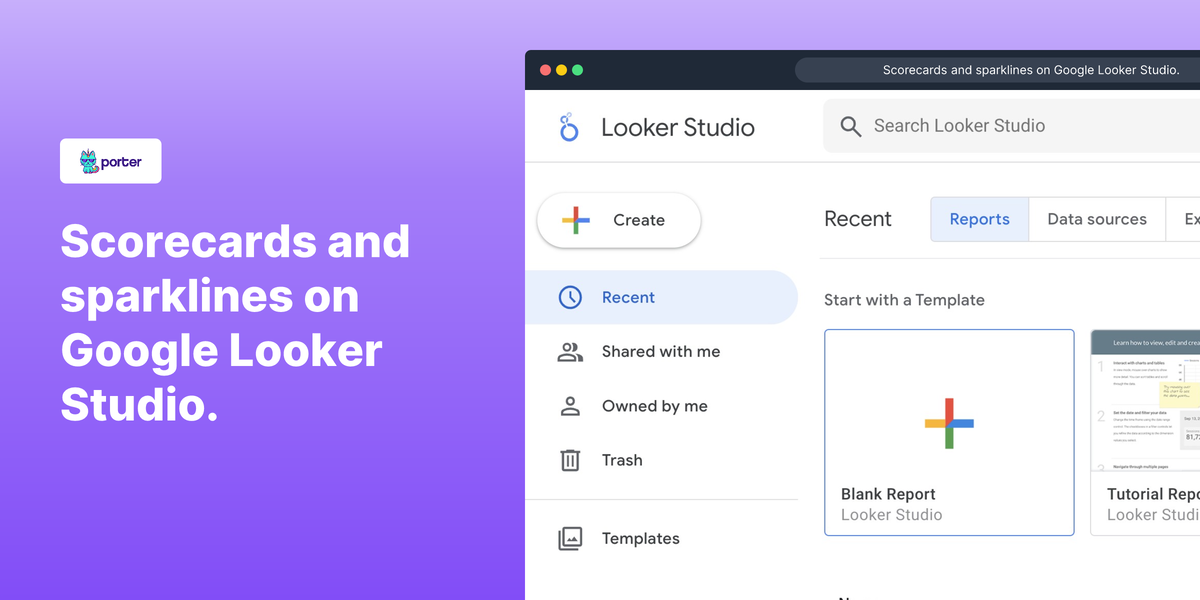 Scorecards and sparklines on Google Looker Studio.