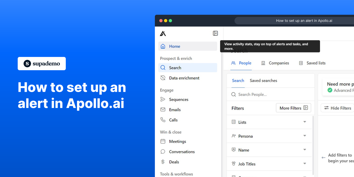 How to set up an alert in Apollo.ai