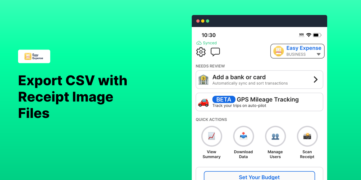 Export CSV with Receipt Image Files