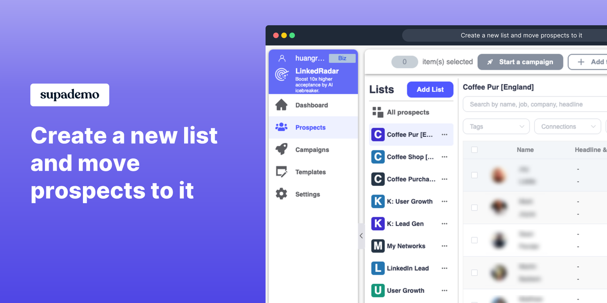 Create a new list and move prospects to it