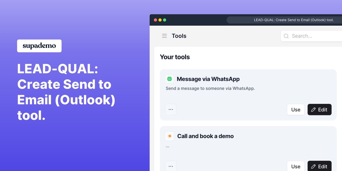 LEAD-QUAL: Create Send to Email (Outlook) tool.
