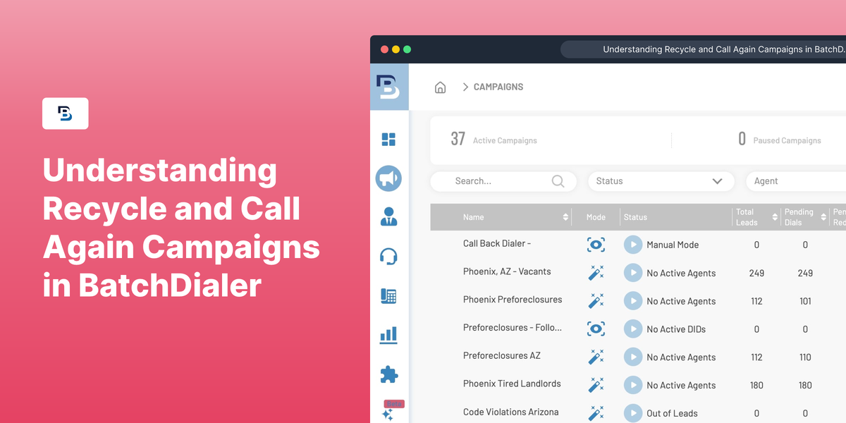 Understanding Recycle and Call Again Campaigns in BatchDialer