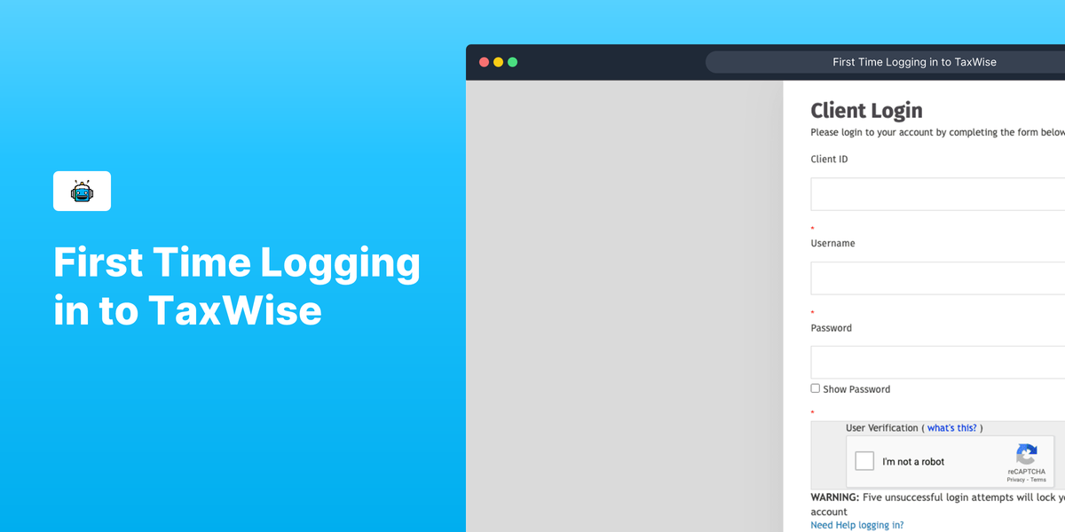 First Time Logging in to TaxWise
