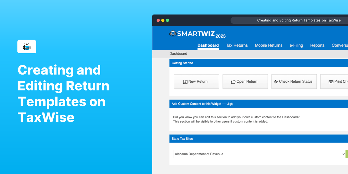 Creating and Editing Return Templates on TaxWise