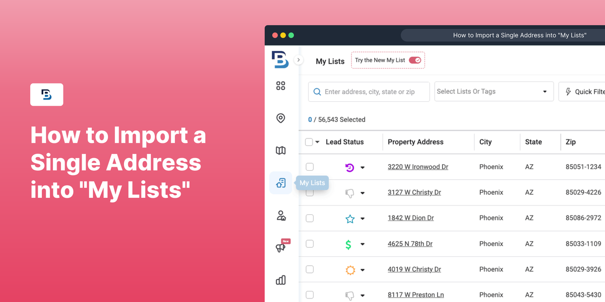 How to Import a Single Address into "My Lists"