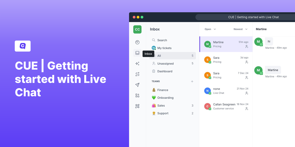CUE | Getting started with Live Chat