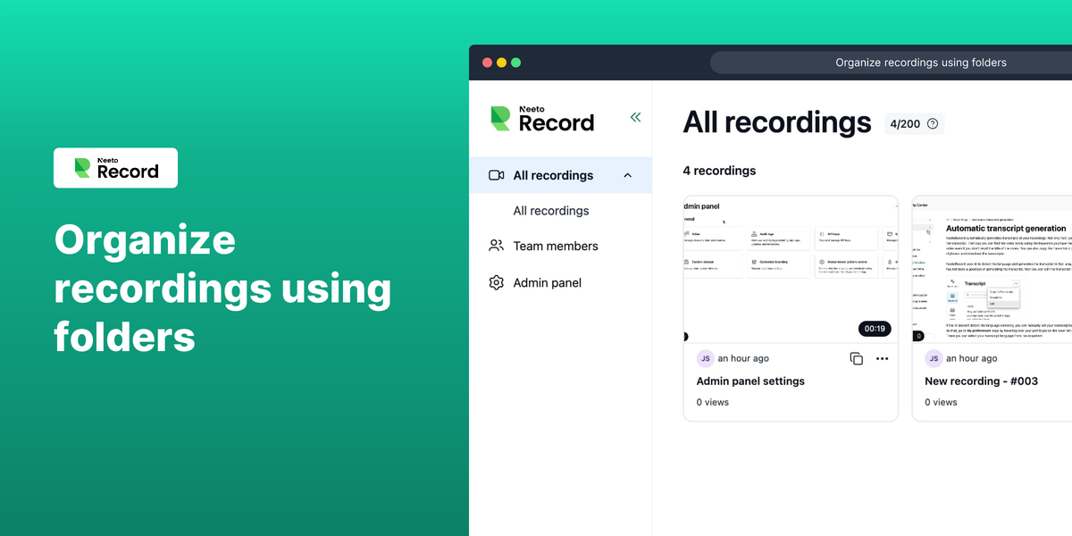Organize recordings using folders