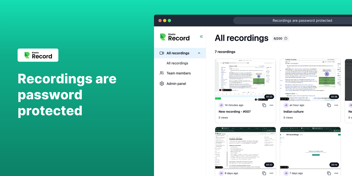 Recordings are password protected
