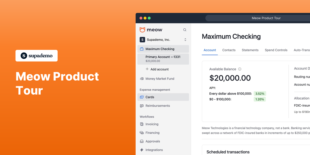 Meow Bank Product Demo