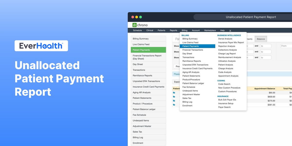 Unallocated Patient Payment Report