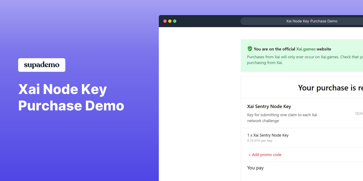 Xai Node Key Purchase Demo