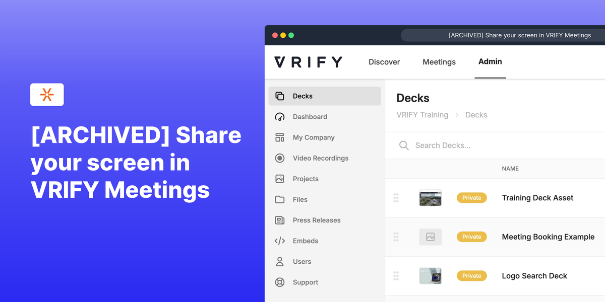 Share your screen in VRIFY Meetings