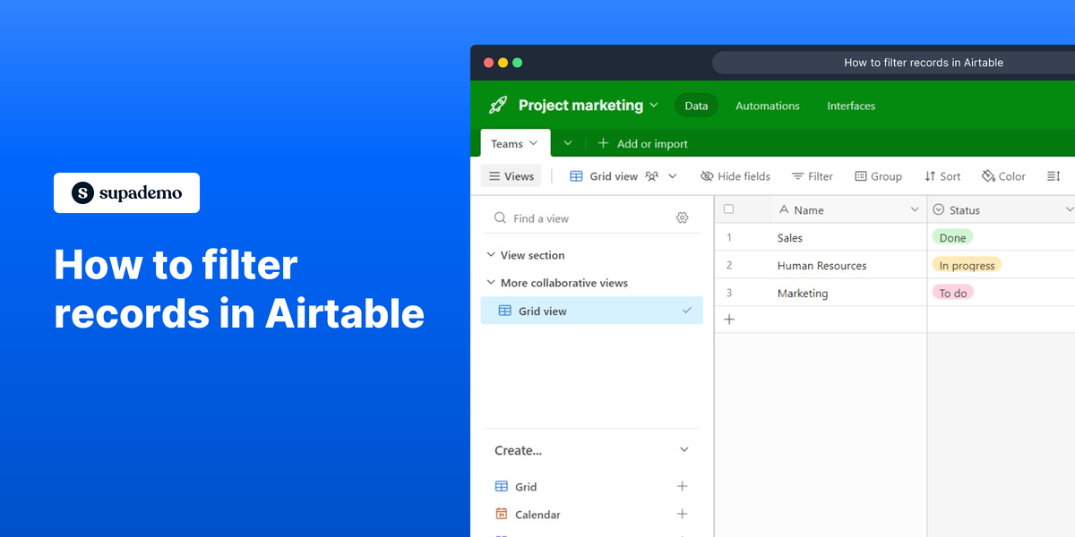 How to filter records in Airtable