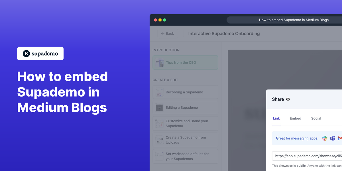 How to embed Supademo in Medium Blogs