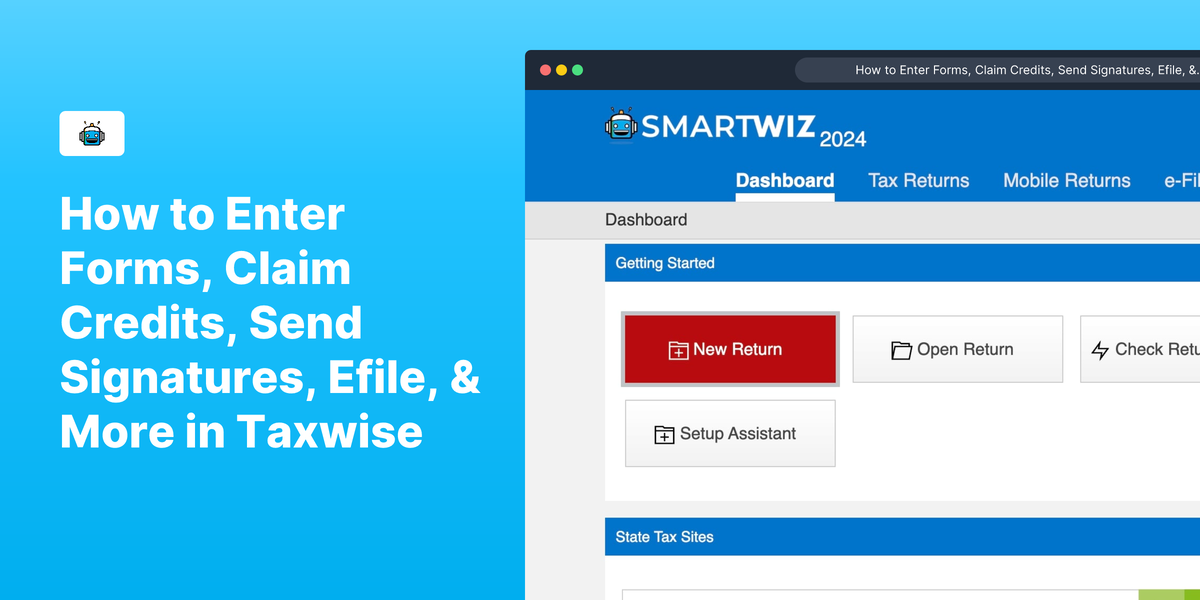 How to Enter Forms, Claim Credits, Send Signatures, Efile, & More in ...